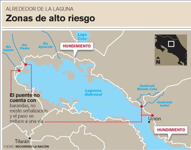 Hay pocas señales en vía que bordea lago Arenal | La Nación