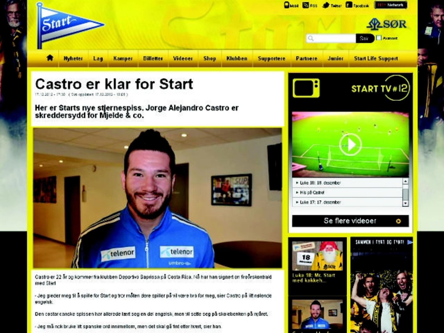 Alejandro Castro firmó con el IK Start | La Nación