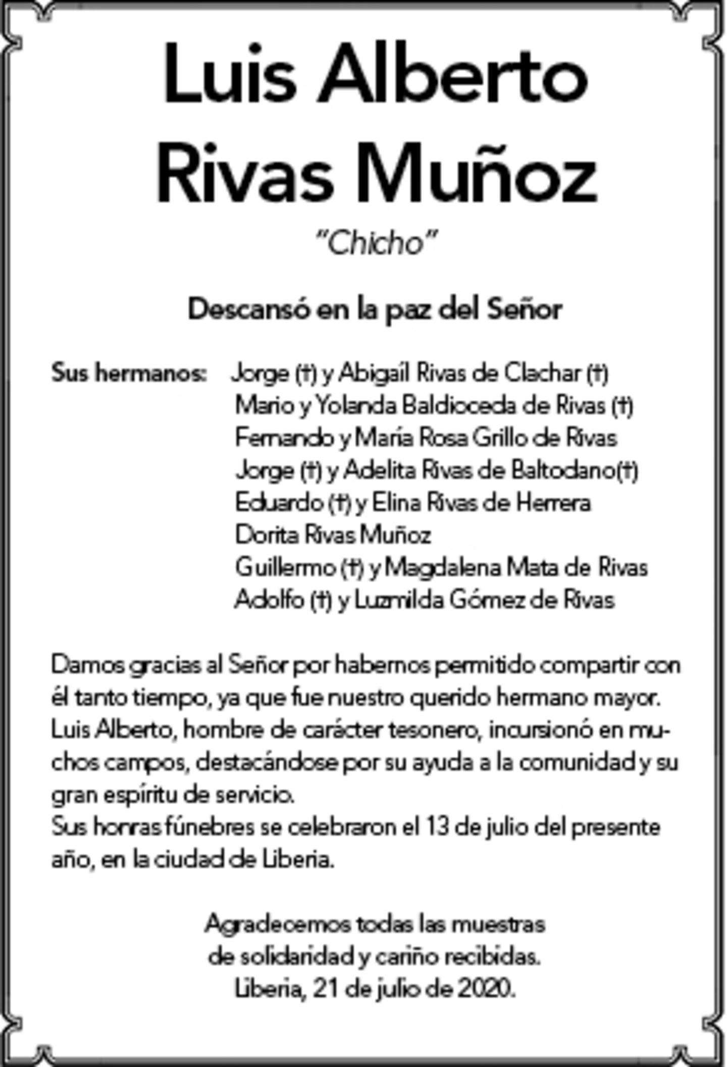 Luis Alberto Rivas Muñoz | La Nación