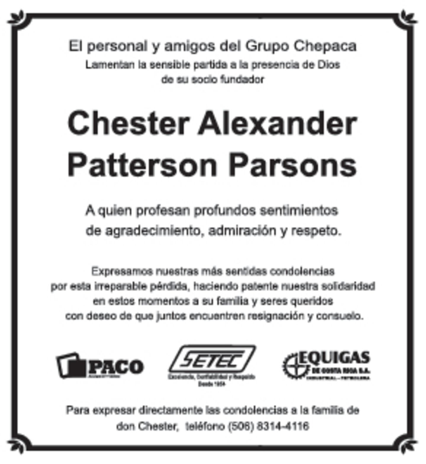 Chester Alexander Patterson Parsons | La Nación